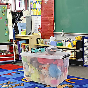 Tyminin 4 Packs 70 L Large Plastic Storage Box, Clear Storage Bin with Wheels