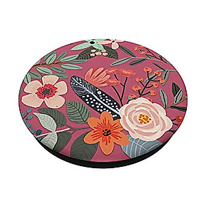 Cute Colorful Pink Garden Botanical Floral Pattern PopSockets PopGrip: Swappable Grip for Phones & Tablets