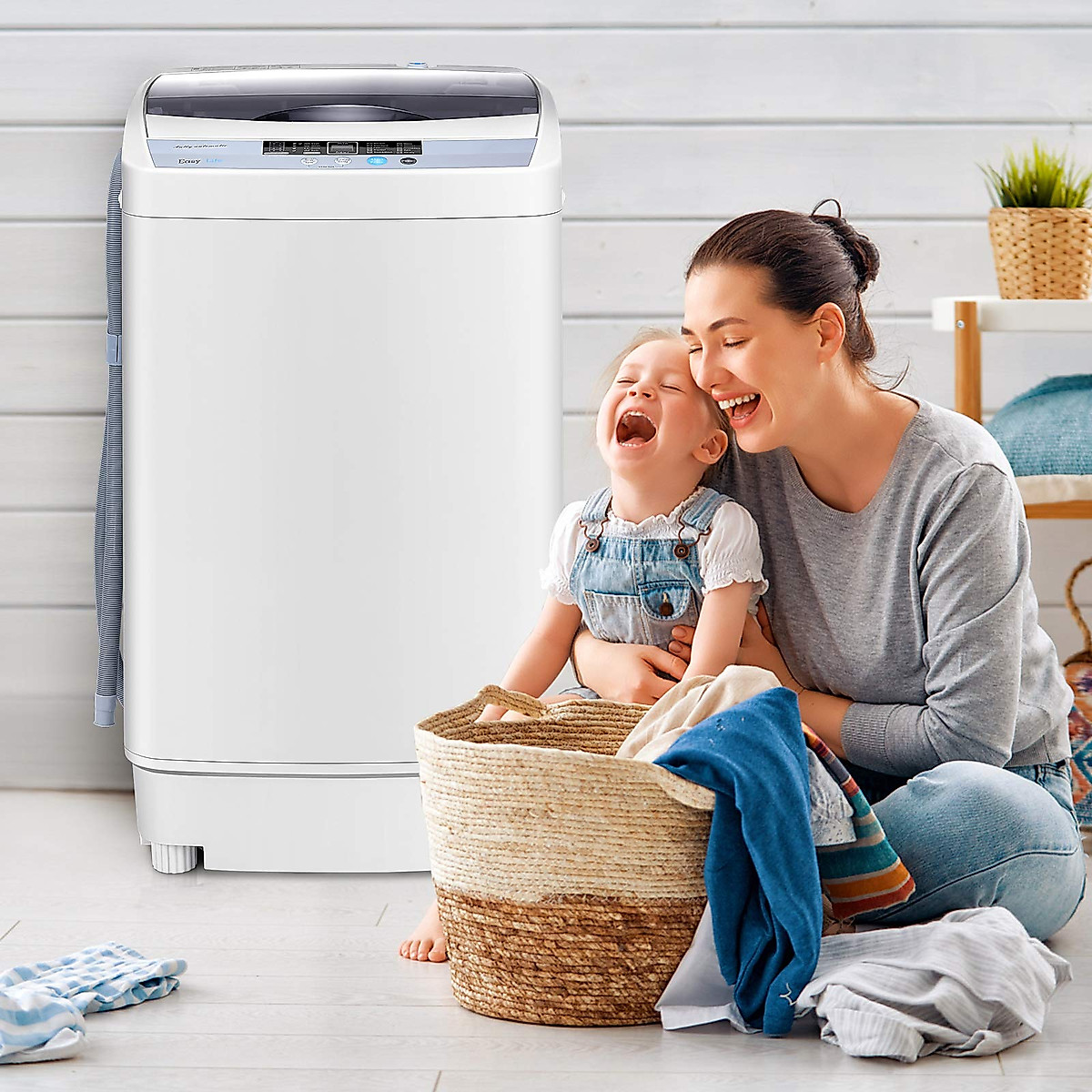 Casart Washing Machine Portable Compact 9.92lbs Capacity Full-Automatic W/Drain Pump,10 programs 8 Water Level 1.34 Cu.ft Cloth Washer and Spinner