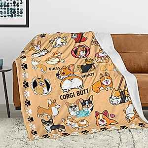 Corgi Throw Blanket Cute Dog Ultra Soft Warm Cozy Lightweight Microfiber Blankets Flannel Sherpa Fuzzy Fluffy Plush Throws for Sofa Couch Bedding All Season 60"x50"