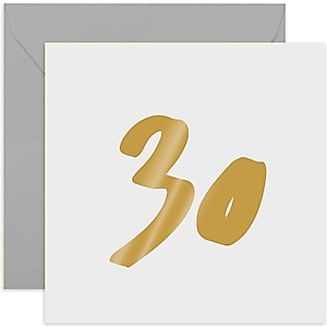 Old English Co. Golden 30th Birthday Card - Thirtieth Birthday Wishes for Men and Women| Blank Inside & Envelope Included