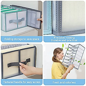 Kocuos Upgraded Clothes Organizer, Closet Organizers and Storage, Wardrobe Clothes Organizer for Folded Clothes, Separator Drawer Organizer Divider for Underwear, T-shirts (2PCS (7 Grids, Gray))