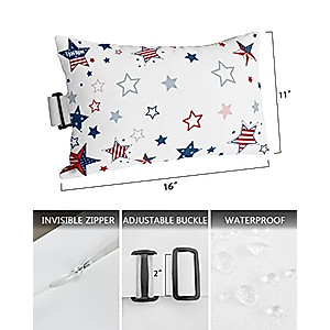 Prime Leader Recliner Head Pillow Ledge Loungers Chair Pillows with Insert American Flag Stars 4Th of July Independence Day Lumbar Pillow with Adjustable Strap Outdoor Waterproof Patio Pillows, 2 PCS