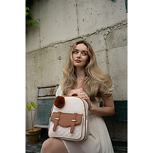 Missnine Mini Backpack for Women Cute Small Backpack Purse With Pompom PU Leather Bookbag Small Casual Daypacks For Ladies