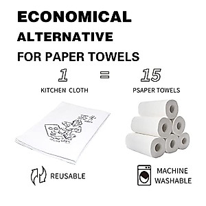 BOMBAXCEIBA Funny Kitchen Towels and Dishcloths Sets of 4,Gift for Mom, New Home Decorative Dish Towels for Women, Waffle Weave Tea Towels for Kitchen (17 x 25 Inches)