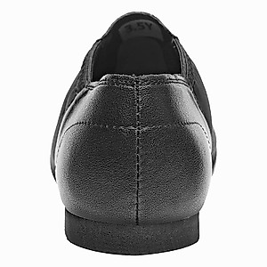 Black Slip-on Jazz Shoes Elastic Leather Sole Dance for Men Womens (8.5W / 7.5M)
