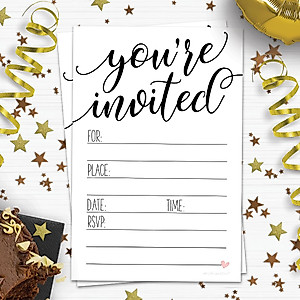 Classic Script Invitations (20 Count) with Envelopes - Sweet Heart Design