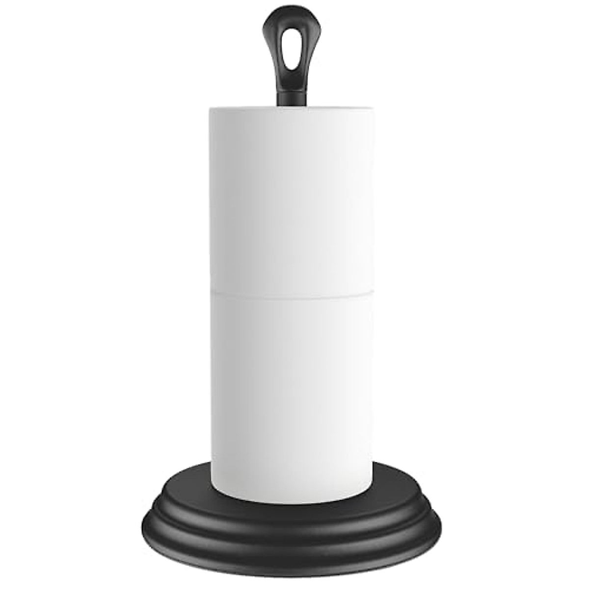 KASUNTO Toilet Paper Holder with Rustproof, Metal Free Standing Toilet Paper Stand Storage for Bathroom, Tissue Paper Roll Holder for Bathroom Accessories (Black)