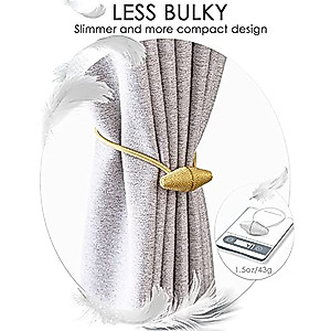 TECVINCI Magnetic Curtain Tiebacks with Upgrade Larger Magnet, 2 Pack 16 Inch Drapery Holdbacks for Indoor & Outdoor Curtain - Silver Grey