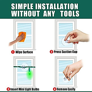 Miuezuth Christmas Light Suction Cups, Mini Holiday Light String Hooks Holders, Clear Rope Light Caddy Window Glass Suction Cup Clips Hang Seasonal Lights & Xmas Decorations (100 Pcs)