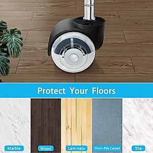 Office Chair Caster Wheels,Set of 5, 2 in Double casters, Twin Ball Bearing Replacement Computer Desk Chair Wheel, Heavy Duty Rubber Caster Smooth Quiet Rolling Safe Protection for All Floors