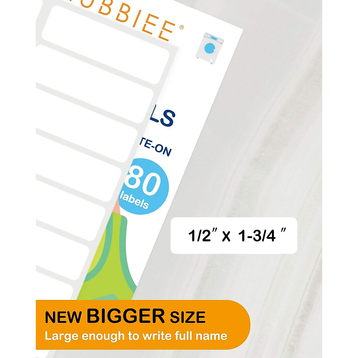 All Purpose No-Iron Kids Clothing Labels, Self-Stick Write-On Fabric Labels for Camp, School, Daycare, Nursing Care, Toys, Organizing, Washer & Dryer Safe, Pack of 160