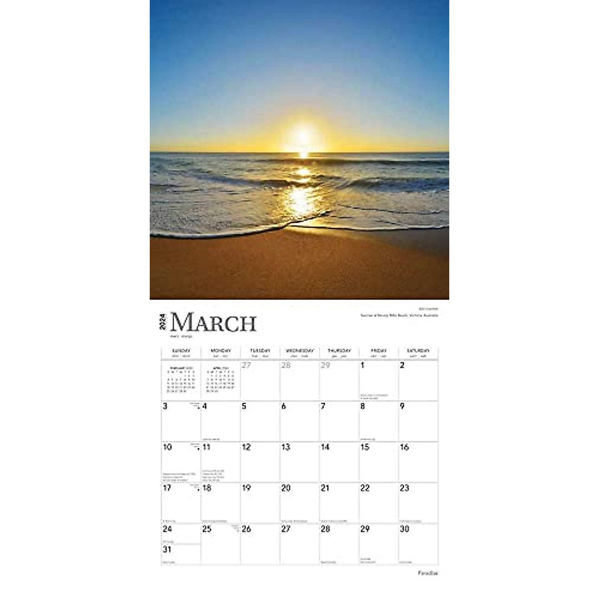 Paradise | 2024 12 x 24 Inch Monthly Square Wall Calendar | BrownTrout | Scenic Travel Nature Beach