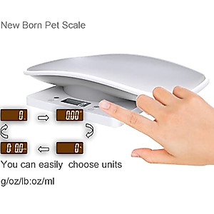 Ahdaskoo Digital Pet Scale,Max 33 lbs LCD Display Small Animal Scale,g / ml / lb /oz,Multifunction Non‑slip Kitchen Food Scale for Hamster Kitten Puppy Hamster Little Bird,White