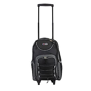 Double Handle Rolling Backpack with Mesh / Multi-Pockets (Black)