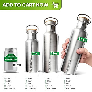 Blockhuette Vacuum Insulated Stainless Steel Water Bottle I 34 oz I Wide Mouth Insulated Metal Bottle for Cold Drinks I BPA-Free I Perfect for Travel, School, Kids, Adults, Water Canteen