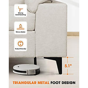 71.25" Modern Sofa Couch for Living Room, Deep Seat Sleeper Sofa with 8”Cushion, Comfy 2-Seater Chenille Loveseat Sofa with Convertible Armrest, Removable Sofa Cover, High Leg (Beige)