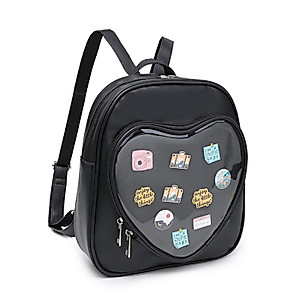 CHERRY SAUCE Womens Girl's Fashion Backpack Purses Handbags and Shoulder Bag Leather PU bag (CS2122-Black