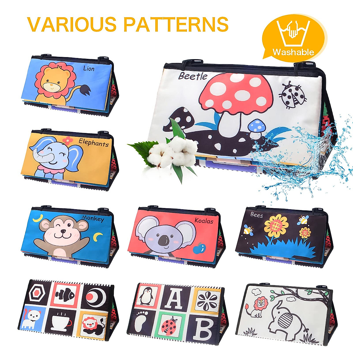 JOLIE VALLÉE TOYS & HOME Baby Mirror Toy Infant Soft Book High Contrast Babies Toy Touch and Feel Crinkle Book for 0-6months Toddler Toys (Colorful Soft Toy for Baby Girl&boy)