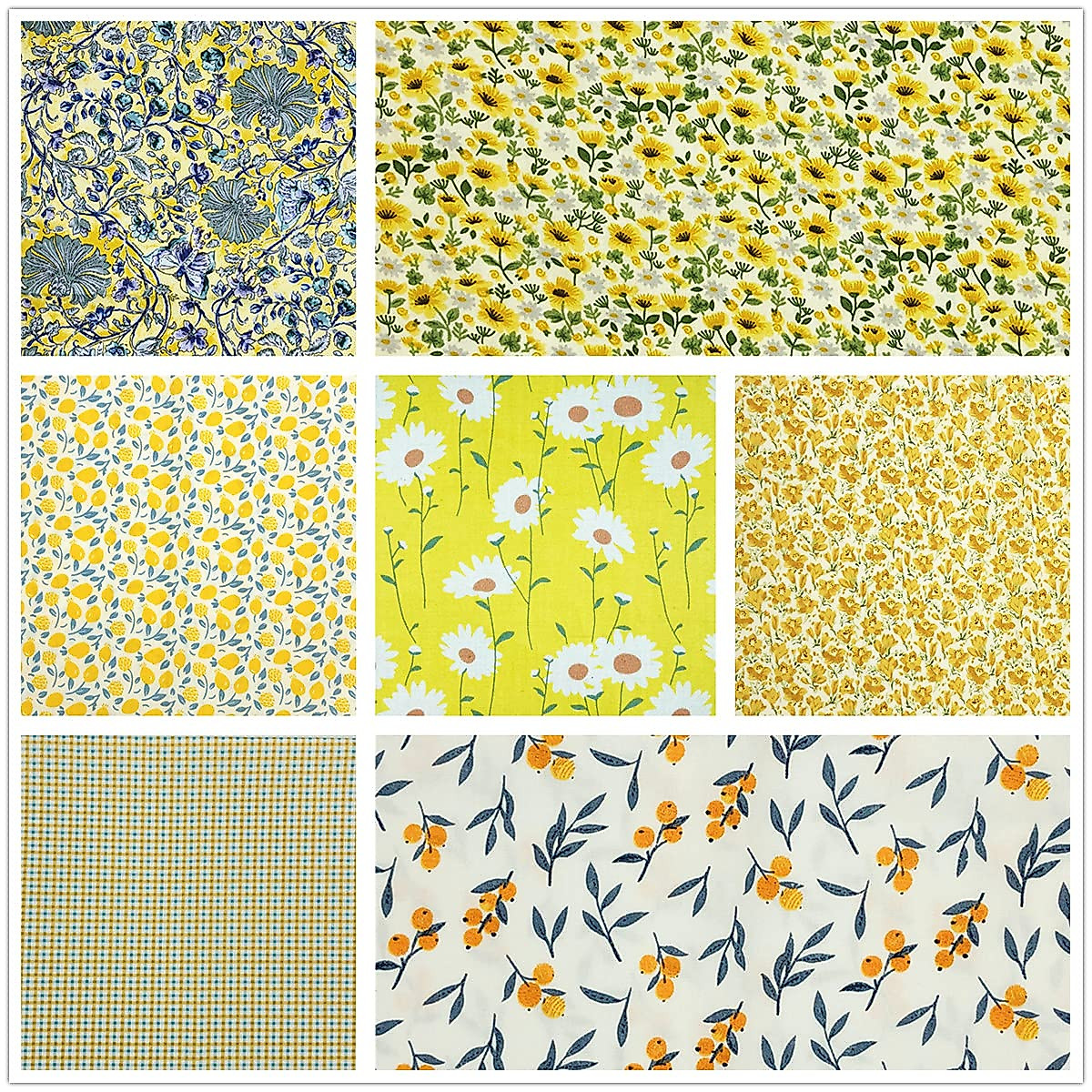 Fall Quilt Fabric Squares 5x5, Charm Packs for Quilting 5 inch for Patchworks and Sewing Crafts,Precut Cotton Fabirc Yellow (42Pcs), SZRUIZFZ