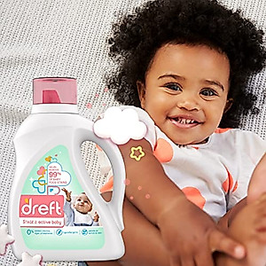 Dreft Stage 2: Active Baby Liquid Laundry Detergent, 89 Loads, 128 Fl Oz, Helps Remove 99% Of Baby Food Stains