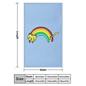 Rainbow Cat Throw Blanket for Couch Bed Flannel Lap Blanket Lightweight Cozy Plush Blanket for All Seasons 30"x50"