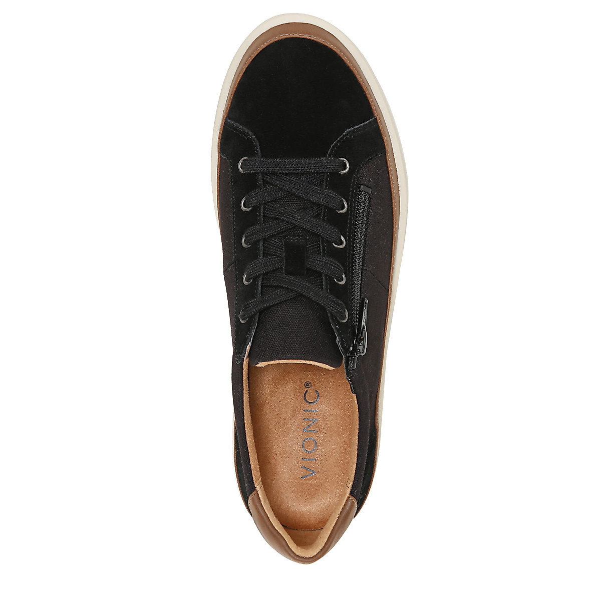 Vionic Women's Essence Mayra Suede Fashion Sneaker- Supportive Casual Shoes That Includes a Built-in Arch Support Black Suede 11 Wide