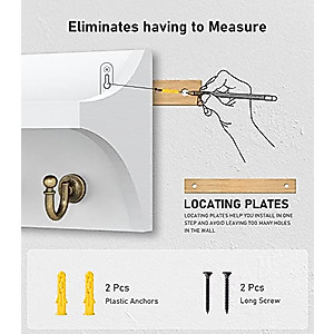 buways Key Holder for Wall-Farmhouse Key and Mail Holder for Wall with 5 Rustic Key Hooks,Wall Key Holder Rack with Shelf Décor for House Entryway（White