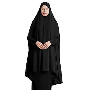 Lenmipot Women Muslim Hijab Cover Islamic Khimar Long Salah Clothes Prayer Hijab