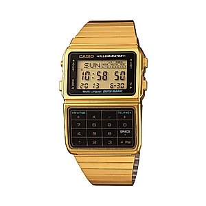 Casio #DBC611G-1D Men's Gold Tone 25 Memory Calculator Databank Watch