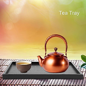 Fdit Rectangle Shape Solid Wood Tea Coffee Snack Food Meals Serving Tray Plate Home Hotel Restaurant Trays(36 x 27cm)