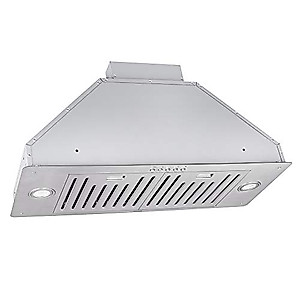 KOBE INX2730SQB-700-2 Brillia 30-inch Built-in/ Insert Range Hood, 3-Speed, 550 CFM, LED Lights, Baffle Filters, Stainless Steel