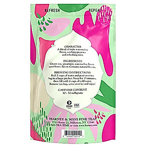 Harney & Sons Fresh Brew Iced Tea Two Qt Tea Bags, Watermelon Mint, 15 Count
