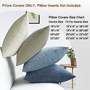 JIANTKJ Decorative Throw Pillow Covers 18x18, Set of 4 Soft Chenille Throw Pillowcases Square Pillow Covers Home Decor for Couch Sofa Bed Living Room, Pillow Inserts Not Included(Blue/Beige)