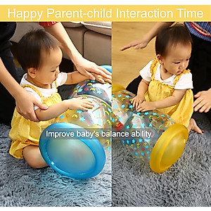 Baby Crawling Toys for Children, Fitness Toy, Infant Beginner Inflatable Roller Toys for 0-24 Months Newborn Boys Girls, Exercise Your Baby's Muscles and Coordination, Yellow