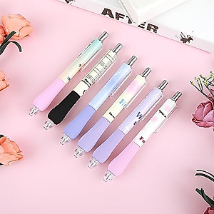 cobee Cute Kawaii Gel Ink Pens, 6 Pack Retractable Quick Dry 0.5mm Point Black Ink Rollerball Writing Pen Rolling Ballpoint Pens for Student Smooth Writing, Journaling, Taking Notes, Drawing(Style-A)