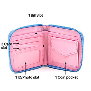 Stitch Gift Zip-Around Bifold Novelty My First Wallet Money Organizer with Coin Pocket Purse for Girls Teens Teenager