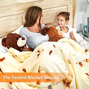 60 In Burrito Tortilla Blanket Bed Throw Adult Size Cozy Plush Blanket for Bedroom Sofa Flannel Blanket Christmas Gift for Teen Kids (Burrito 60")