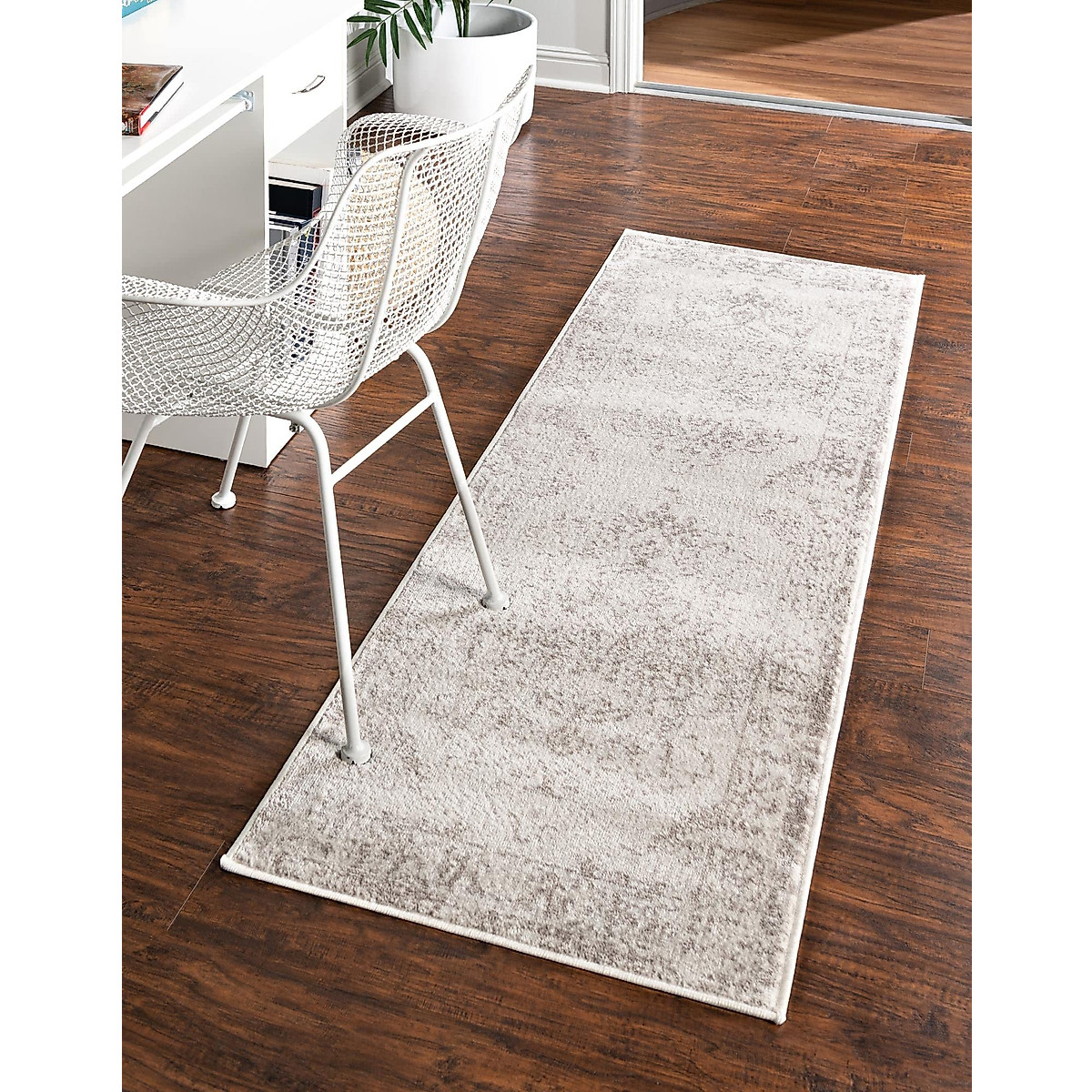 Rugs.com Oxford Collection Rug – 2' 7 x 12' Runner Ivory Low Rug Perfect for Hallways, Entryways