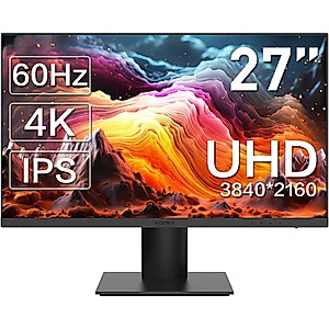 KOORUI 27 inch 4K UHD(3840x2160) IPS Ultra-Thin Computer Monitor 90% DCI-P3 HDR 10 Gaming Monitors HDMI 2.0 DisplayPort1.4 Audio 3 Years Warranty