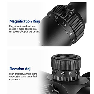 SPINA OPTICS 4-16X44 Rifle Scope First Focal Plane FFP Hunting 4-16 Riflescopes with 20mm Scope Rings,Throw Lever,Lens Cover