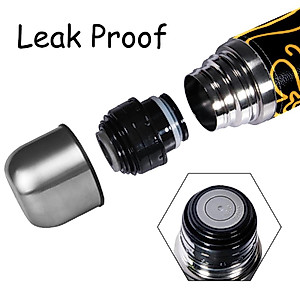 Stainless Steel Leather Vacuum Insulated Mug Vintage Flower Texture Thermos Water Bottle for Hot and Cold Drinks Kids Adults 16 Oz