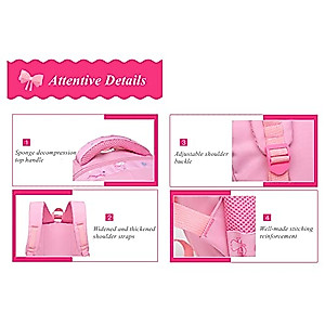 3Pcs Pretty Girls Elementary Bookbag Satchels for Primary Girls School Bag Backpack Set with Lunch Kits