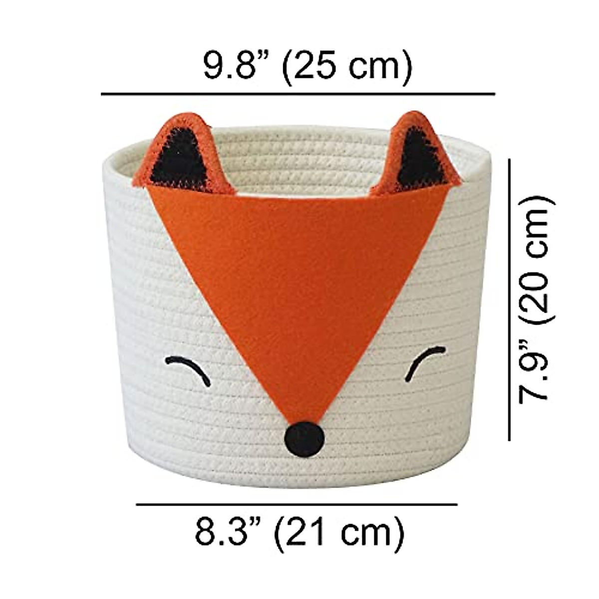 T&T Homewares Small Cute Orange Fox Basket for Baby Diaper Organizer, Baby Laundry Baskets, Nursery Storage, Kids Room Organizer, Woodland Nursery Decor, Dog Cat Toy Basket