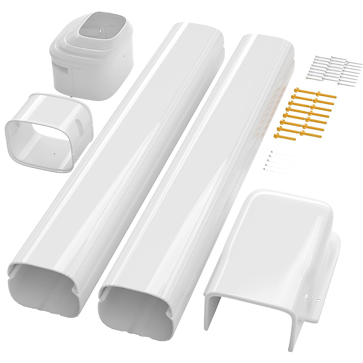 Cestluck 4'' 7.5 Ft Mini Split Line Set Cover, PVC & PP Line Cover Set Universal for Mini Split AC & Central AC