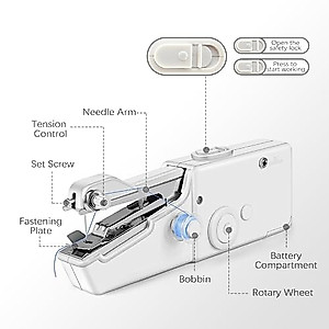 KONIEE Handheld Sewing Machine, Mini Portable Electric Sewing Machine for Adult, Easy to Use and Fast Stitch Suitable for Clothes,Fabrics, DIY Home Travel