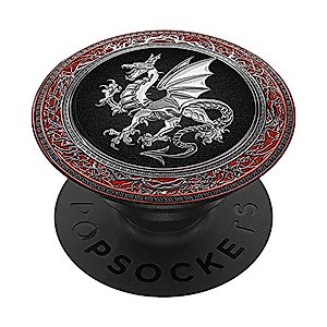 Viking Dragon Silver Chinese Dragons Mythology Fantasy PopSockets PopGrip: Swappable Grip for Phones & Tablets