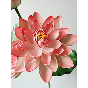 Suandsu 1pcs Artificial Lotus Fake Flowers Water Lily Long Stem Home Garden Pond Aquarium Wedding Decor 41'' High Pink