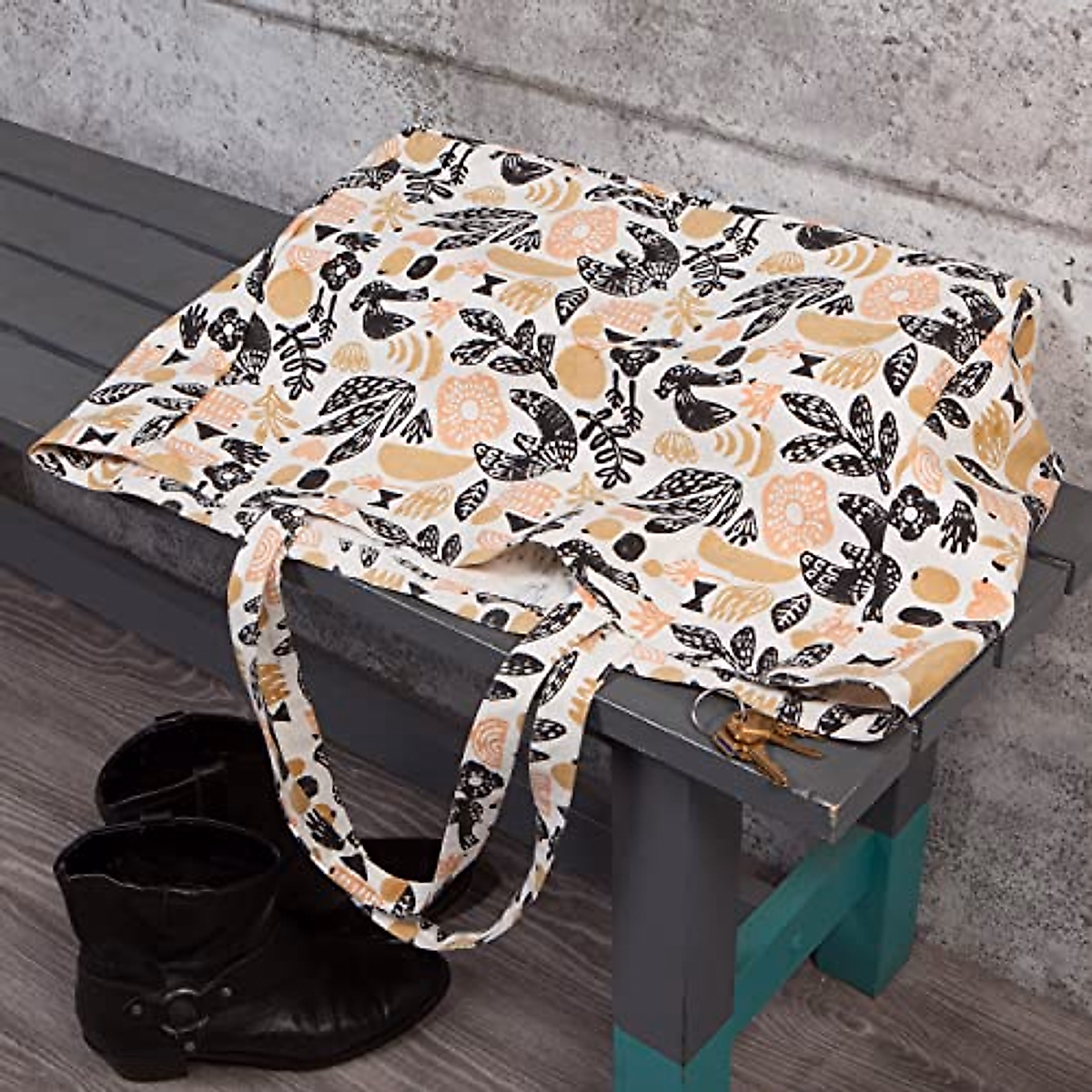 Danica Studio Myth Cotton Block Printed Large Tote Bag 19 x 15 inches