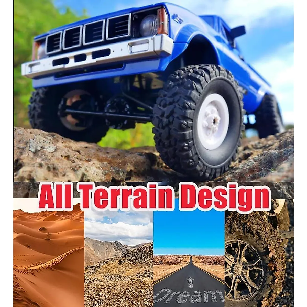 Apawband RC Crawler WPL C24 RC Rock Crawler RC Truck 4x4 Off Road RTR, 1/16 Scale Remote Control Truck All Terrain 2.4 Ghz with Proportional Steering LED Lights Hobby Toys Adult